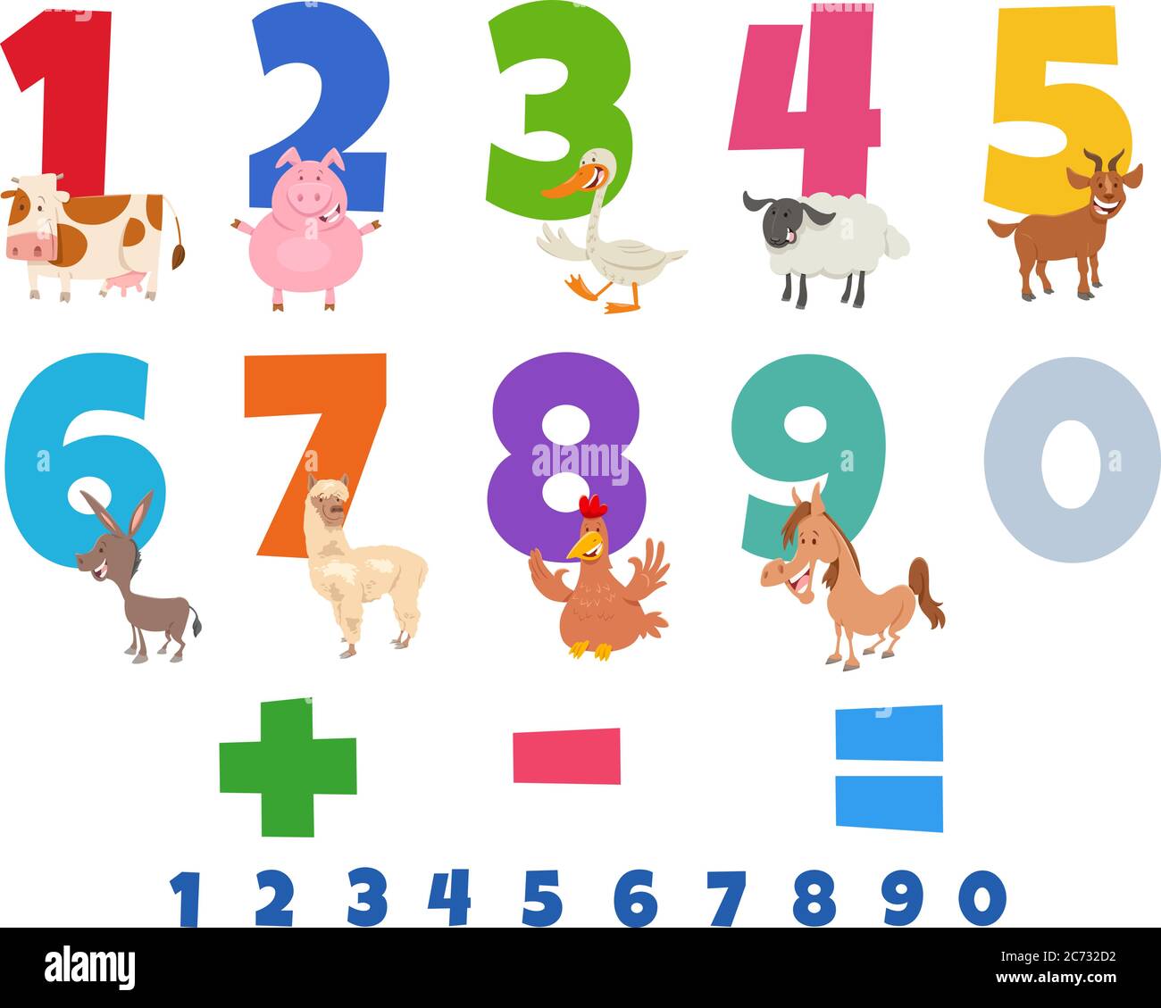 Cartoon Illustration of Educational Numbers Set from One to Nine with ...