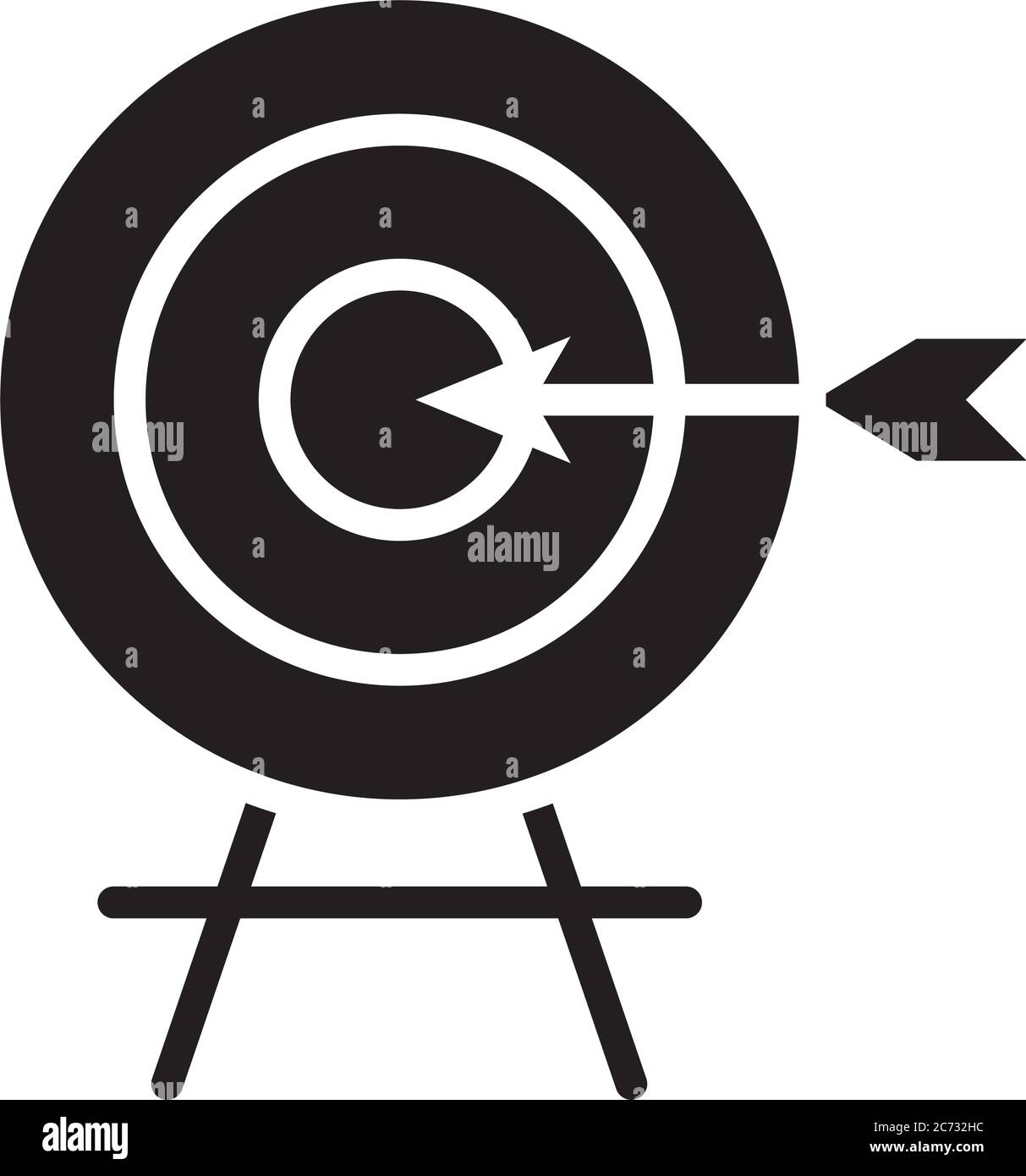 stand with target and arrow icon over white background, silhouette ...