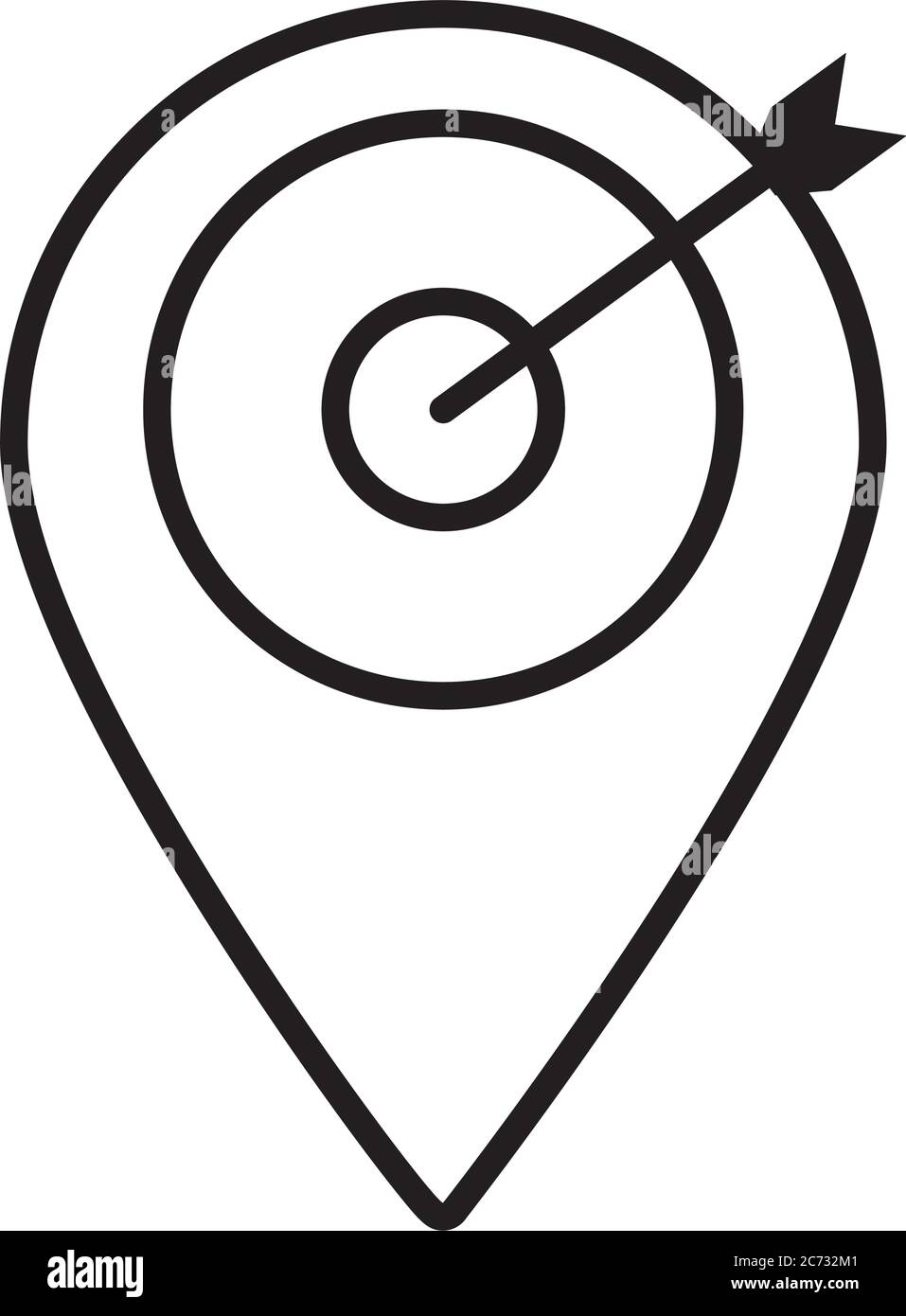 location pin with target icon over white background, line style, vector ...