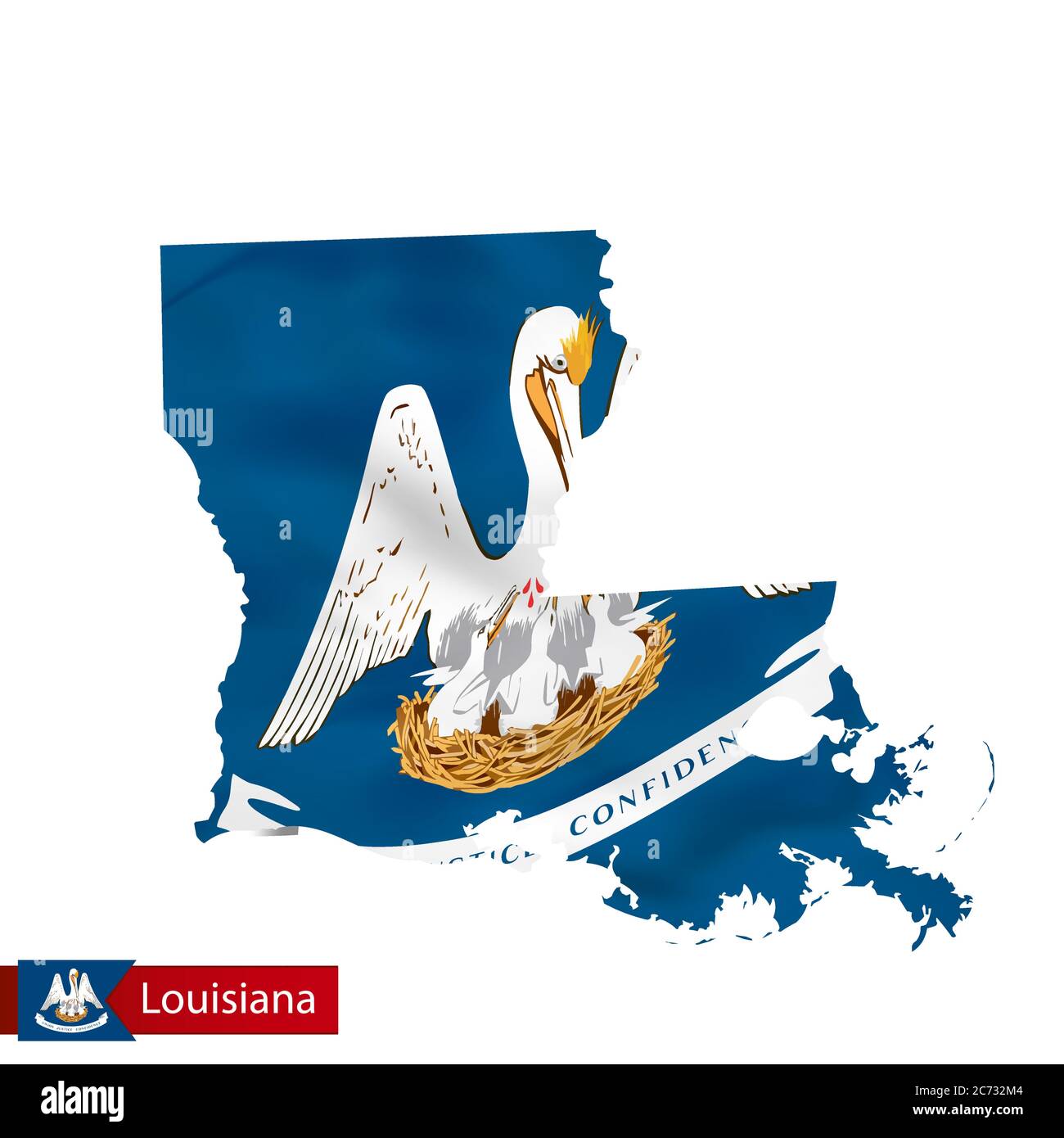 Louisiana state map with waving flag of US State. Vector illustration ...