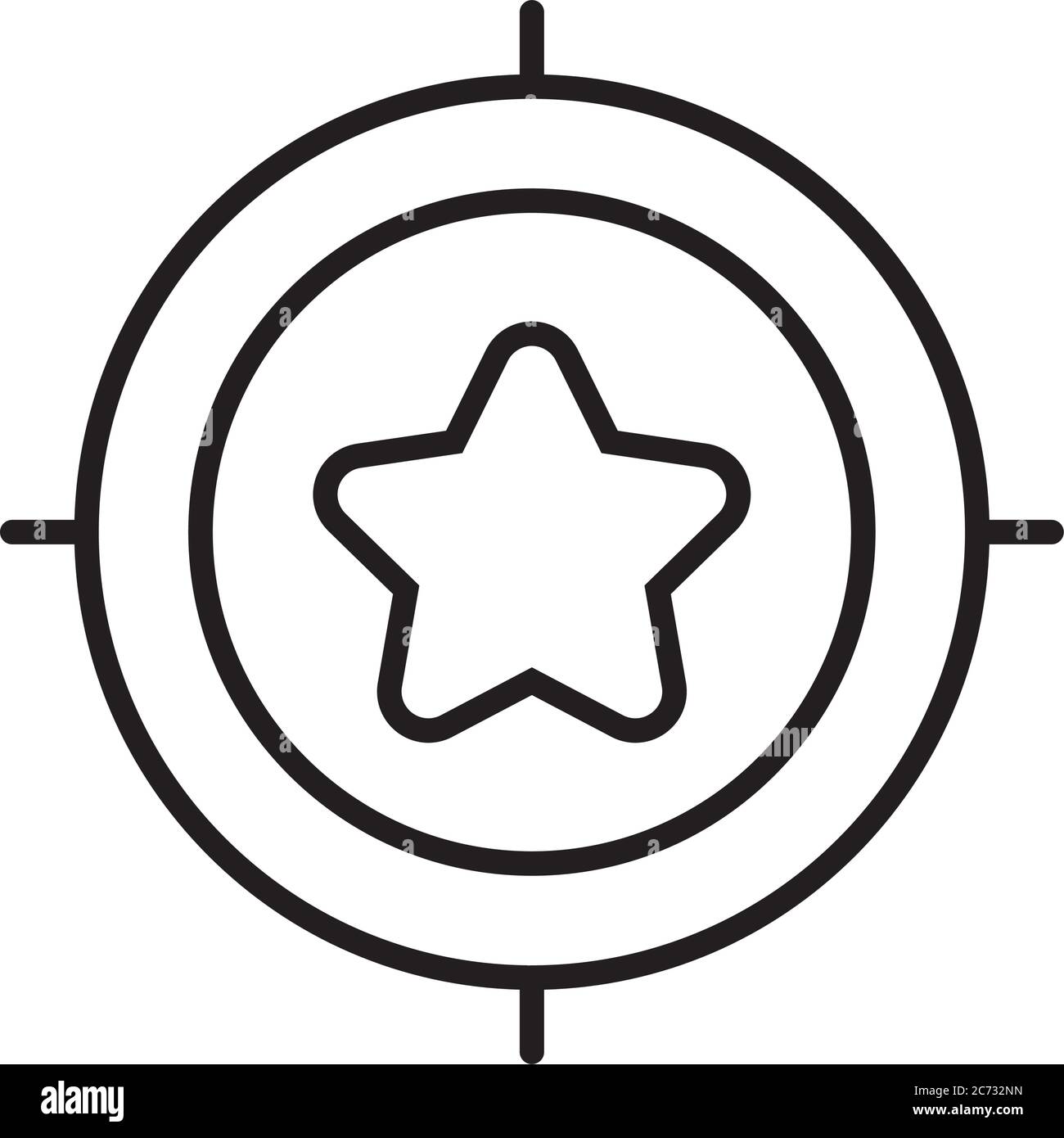 target with star icon over white background, line style, vector ...