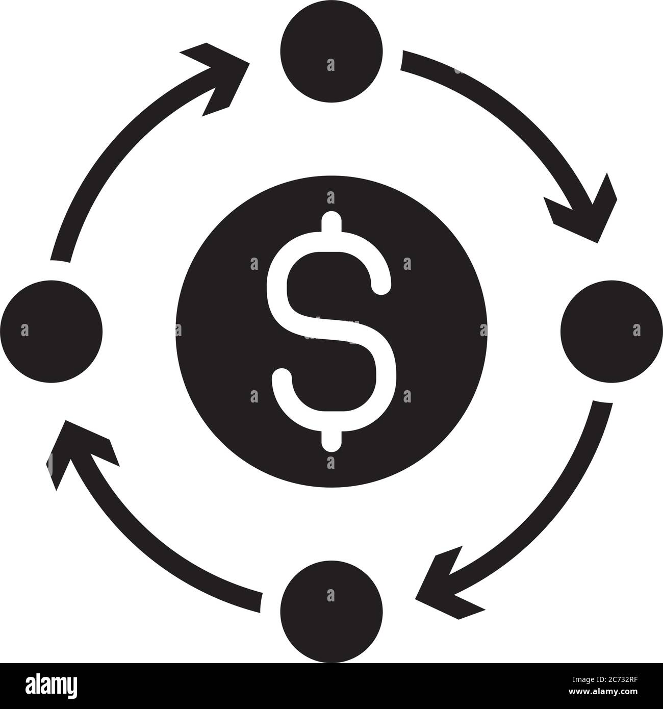 money cycle icon over white background, silhouette style, vector ...