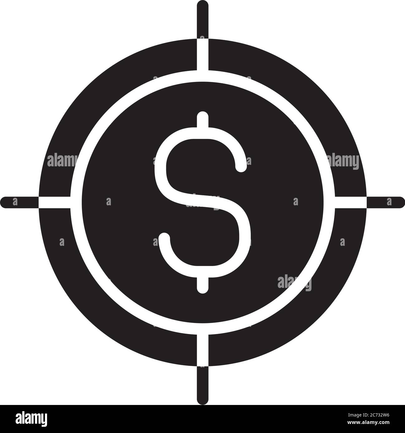 target with money symbol icon over white background, silhouette style ...