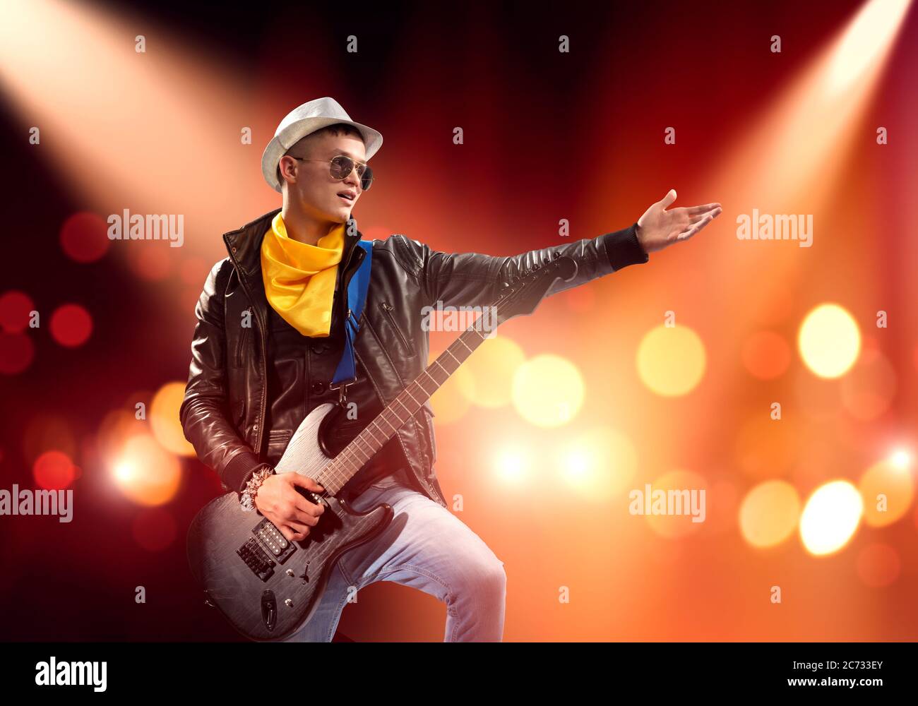 Rock star on stage Stock Photo - Alamy