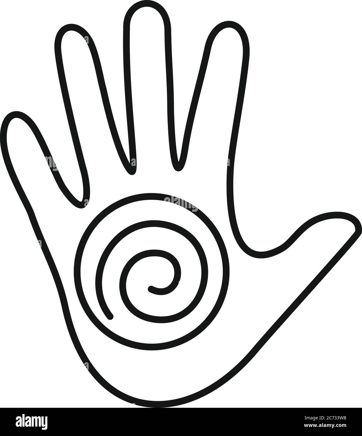 Hand spiral hypnosis icon. Outline hand spiral hypnosis vector icon for ...