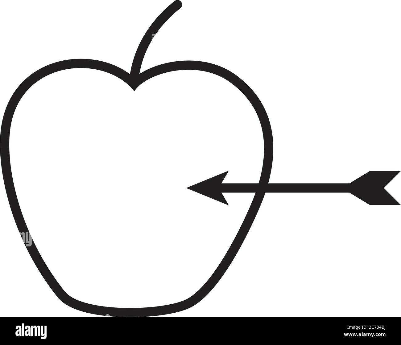 apple and arrow icon over white background, line style, vector ...