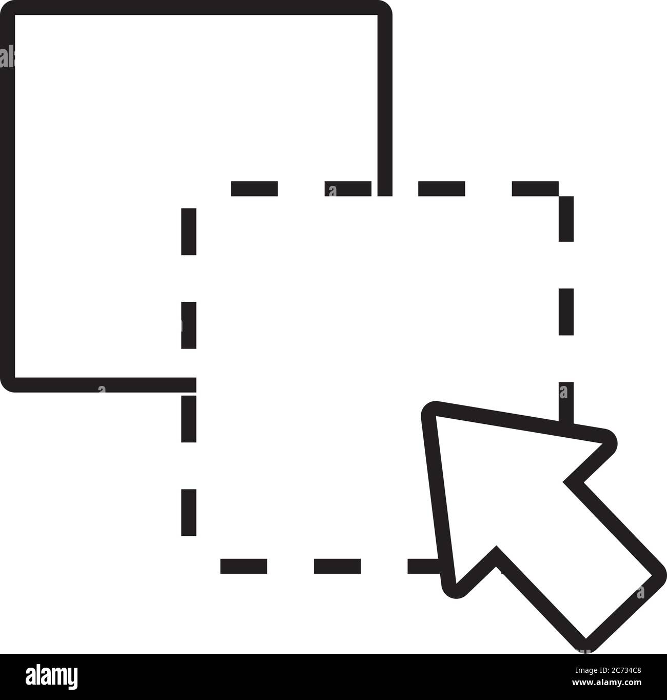 icon of Square selection and cursor over white background, line style, vector illustration Stock ...