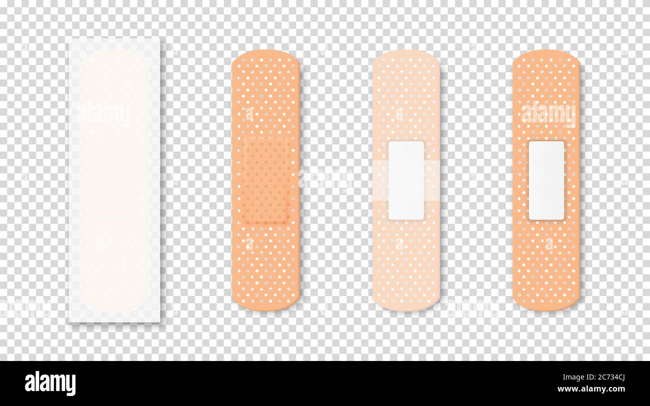 Vector 3d Realistic Medical Patch Icon Set Closeup Isolated on Transparent Background. Design ...