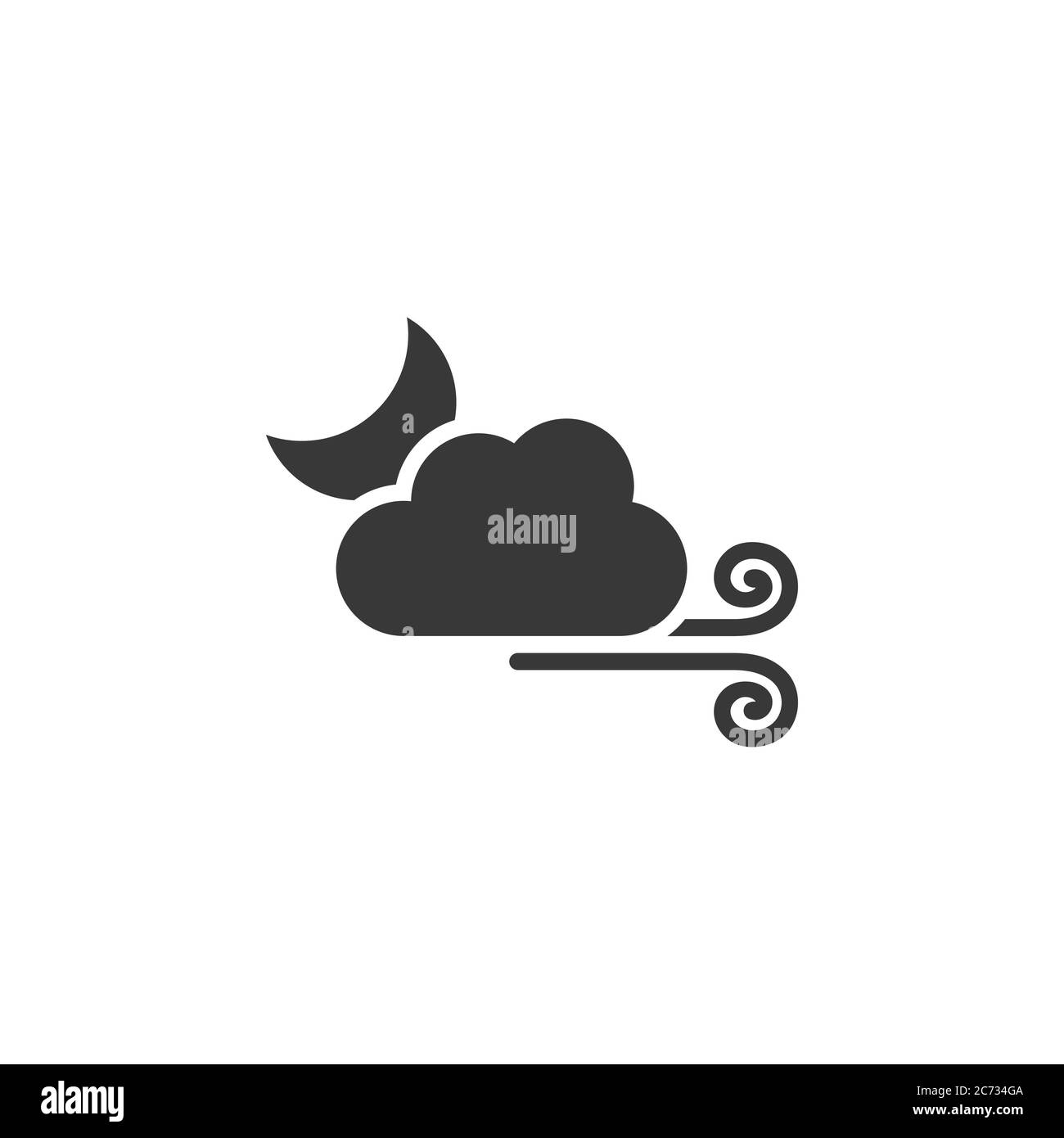 Wind, moon and cloud. Isolated icon. Weather glyph vector illustration ...