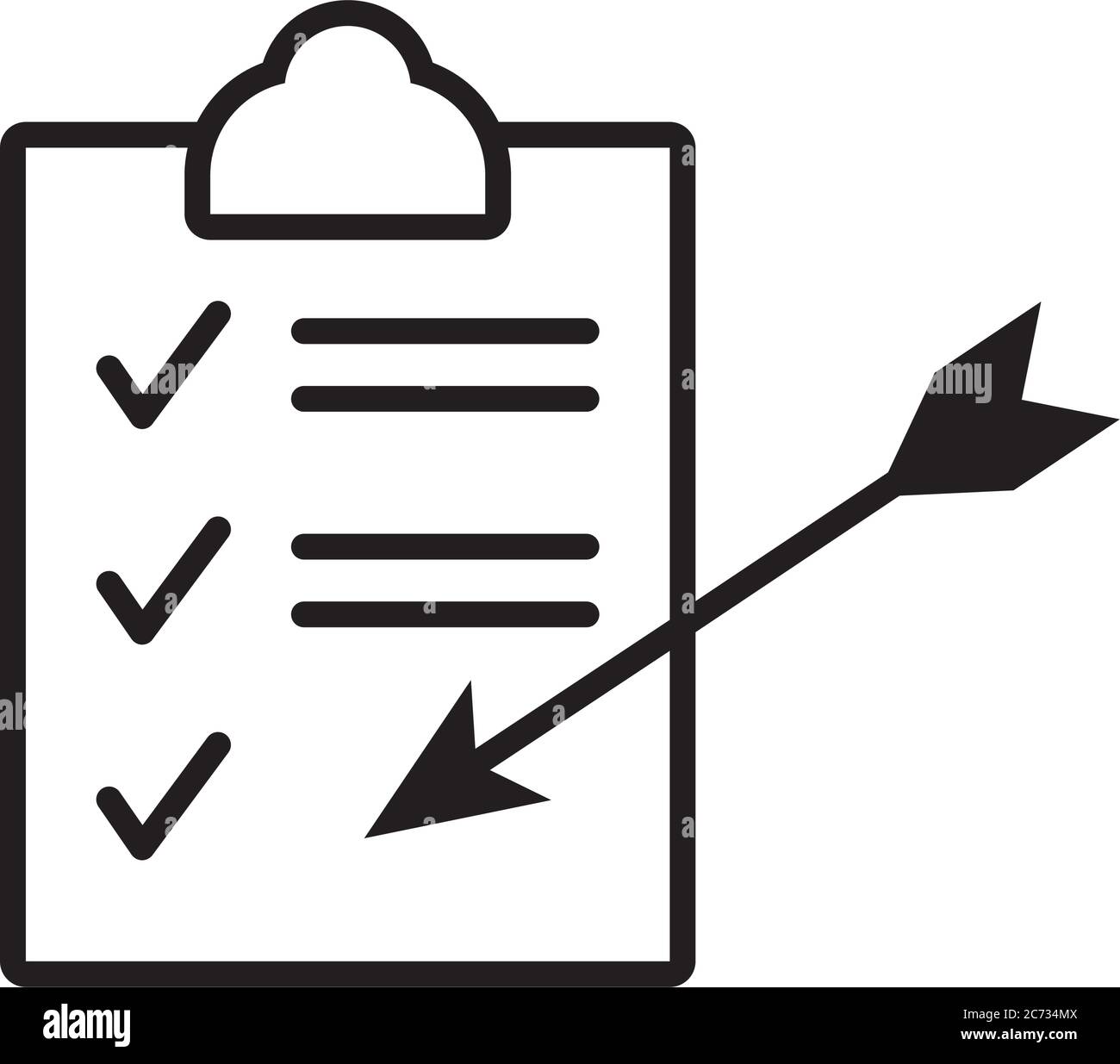 checklist and arrow icon over white background, line style, vector ...