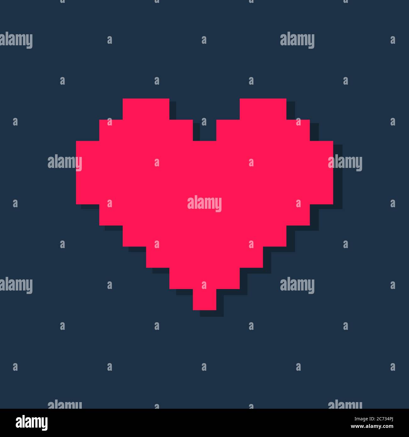 Pixel heart or pixelated heart flat red icon for apps and games Stock ...