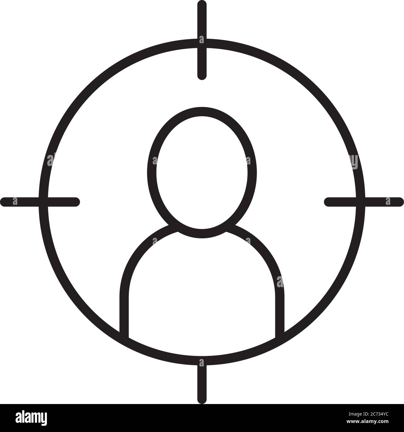 person target icon over white background, line style, vector ...