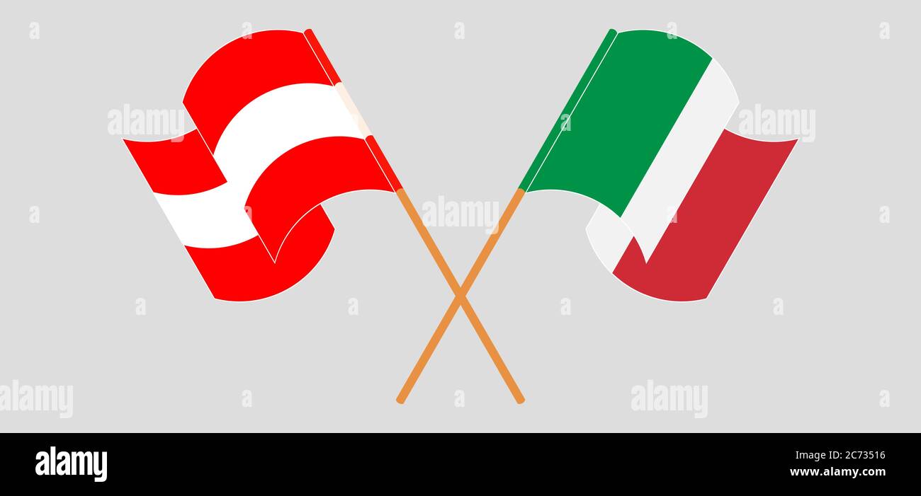 Crossed and waving flags of Austria and Italy. Vector illustration ...