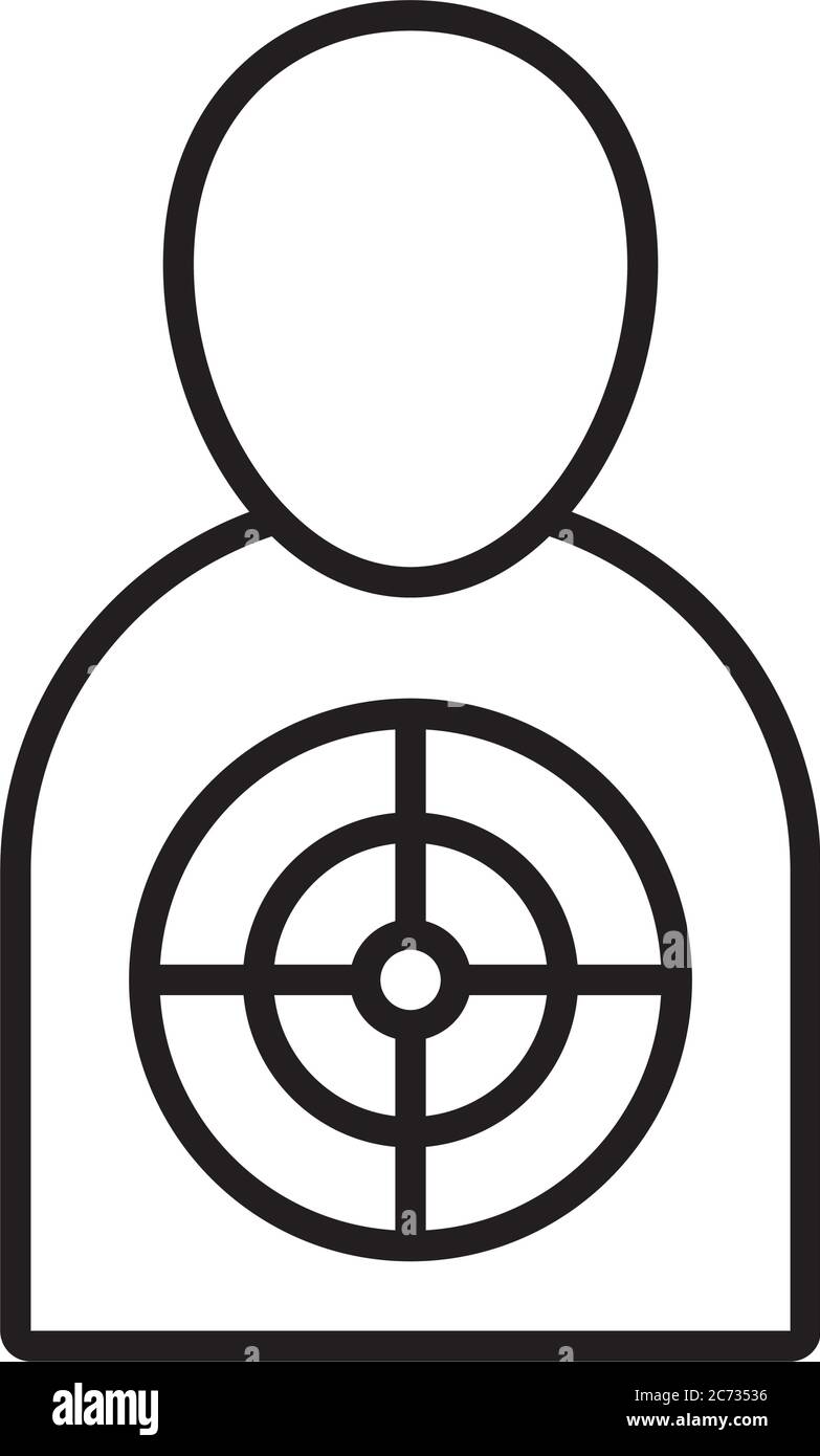 human gun target icon over white background, line style, vector ...