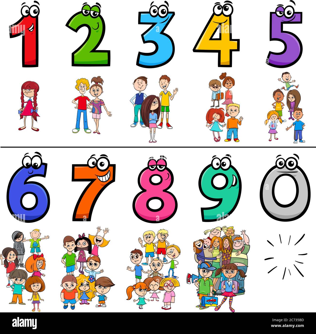 Cartoon Illustration of Educational Numbers Set from One to Nine with ...