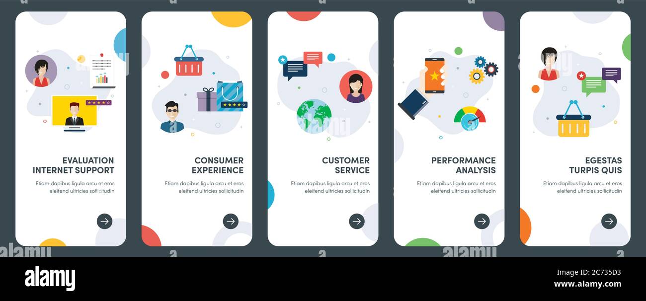 Set of concept flat design icons for evaluation, support, e-commerce ...