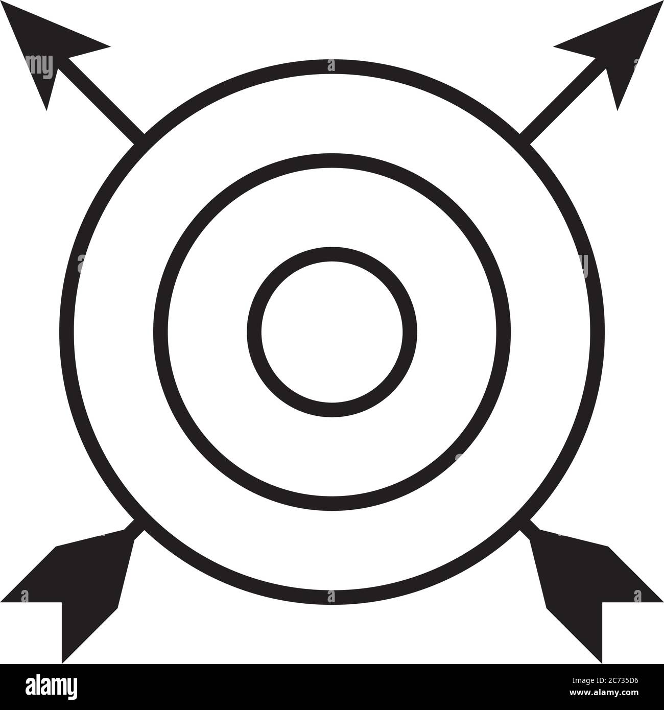 target and crossed bows icon over white background, line style, vector ...
