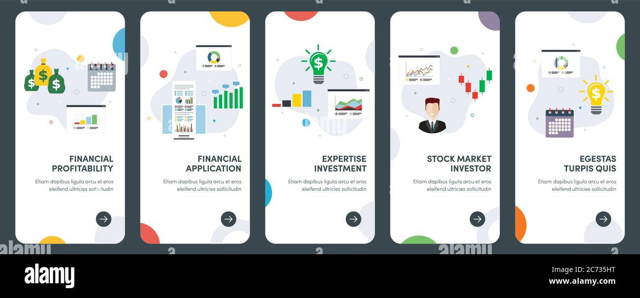 Set of concept flat design icons for profitability, financial ...