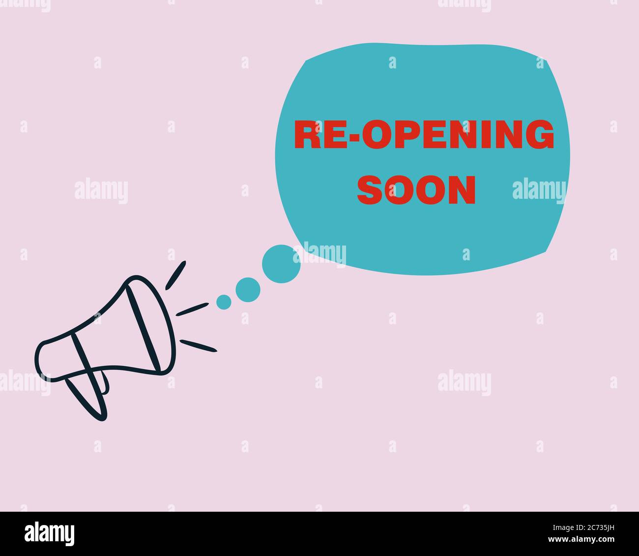 Re-opening soon text with speech bubble and megaphone symbol Stock ...