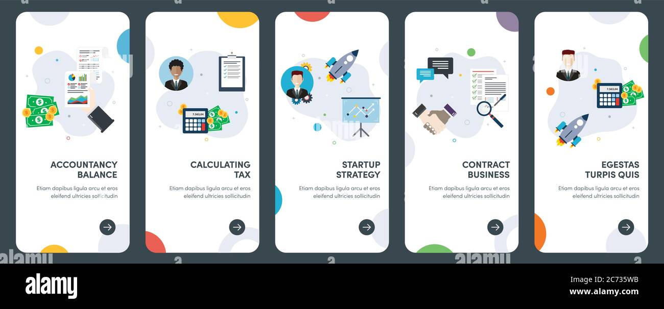 Set of concept flat design icons for accountancy, contract, business ...