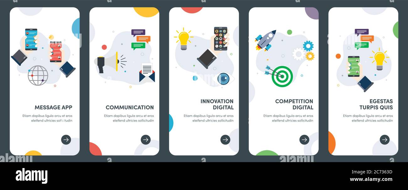 Set of concept flat design icons for communication, message, innovation ...