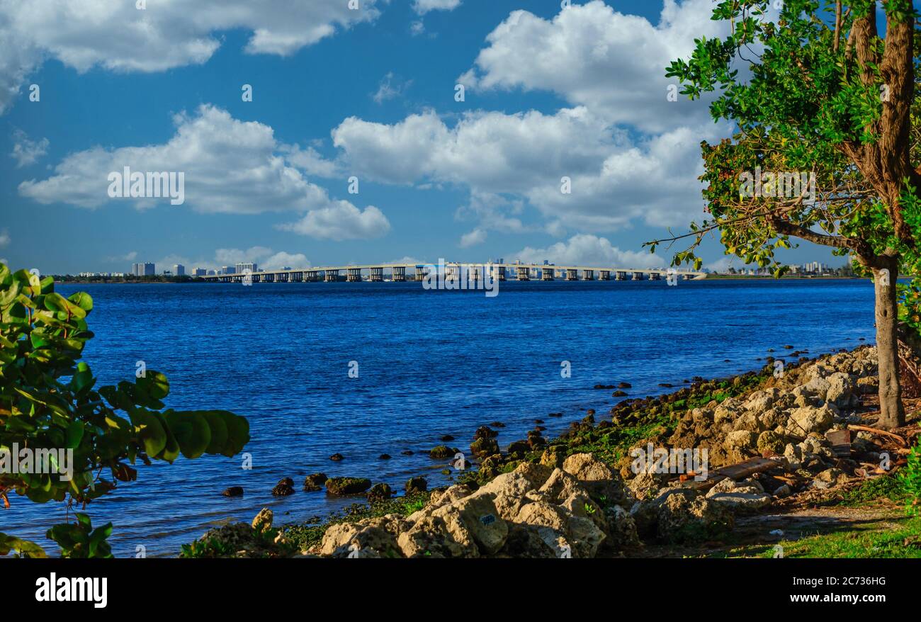 Bridge Across Biscayne Bay in Miami Stock Photo - Alamy