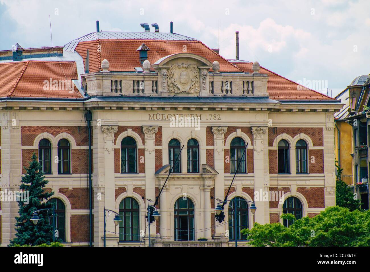 Budapest Hungary july 13, 2020 View of the facade of a historical ...