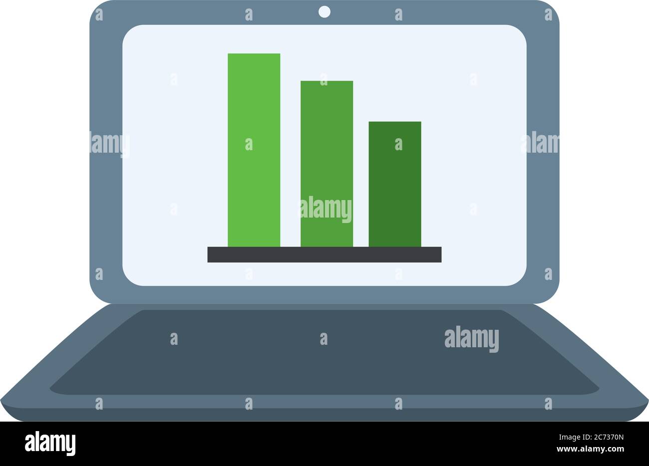 laptop statistics report economy office work flat style icon vector ...