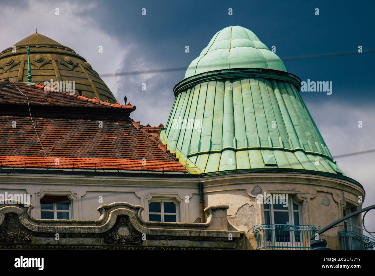 Budapest Hungary july 13, 2020 View of the facade of a historical ...