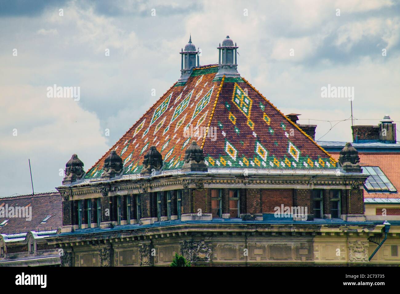Budapest Hungary july 13, 2020 View of the facade of a historical ...