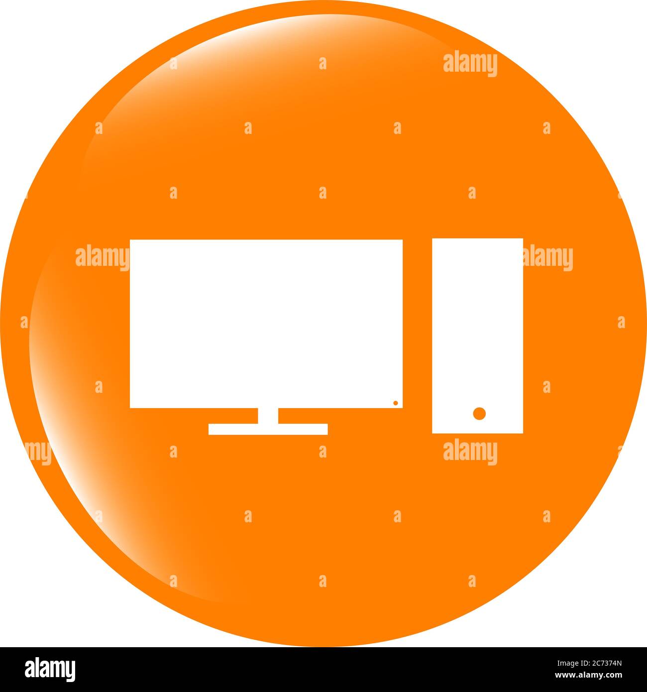 computer pc icon button . Trendy flat style sign isolated on white ...
