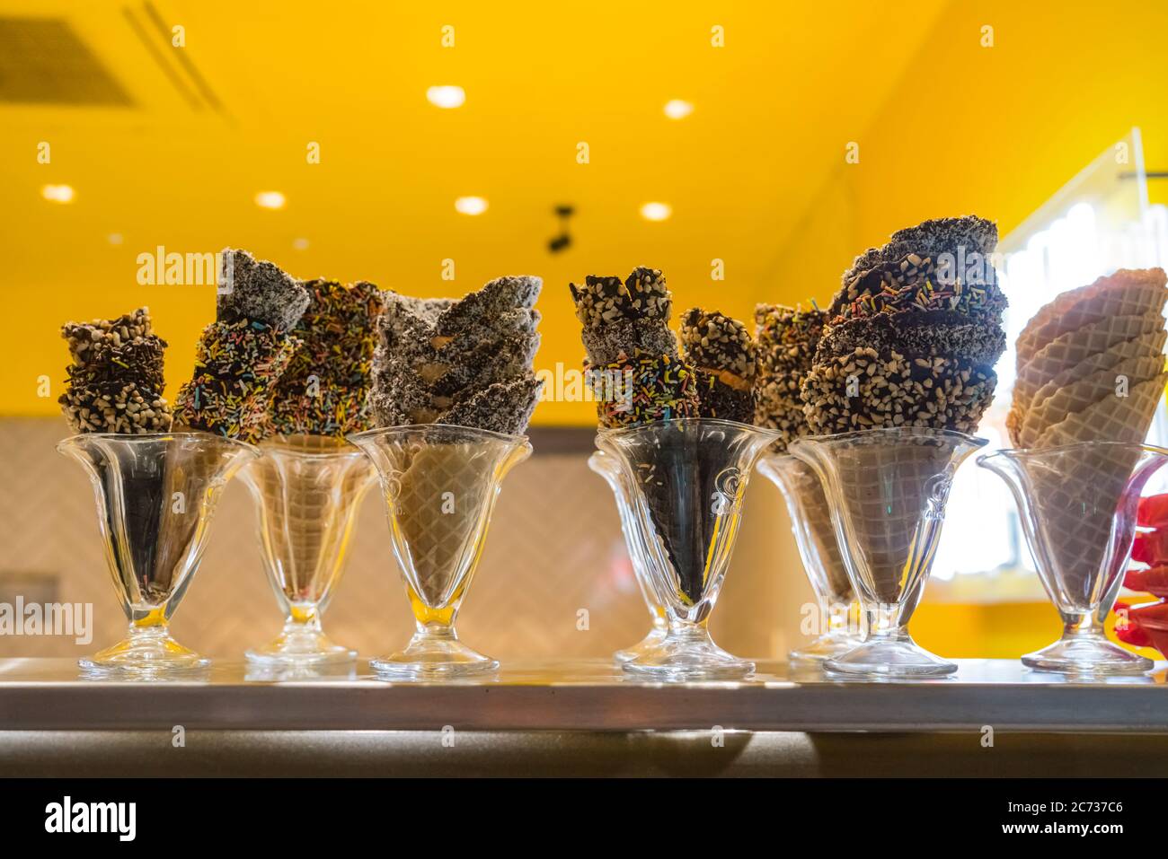 Ice-Cream chocolate wafer with nut coating.confectionery and chocolate ...