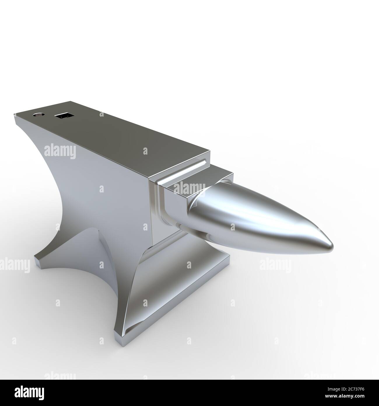 Silver coloured metal blacksmith's anvil on a white background Stock ...