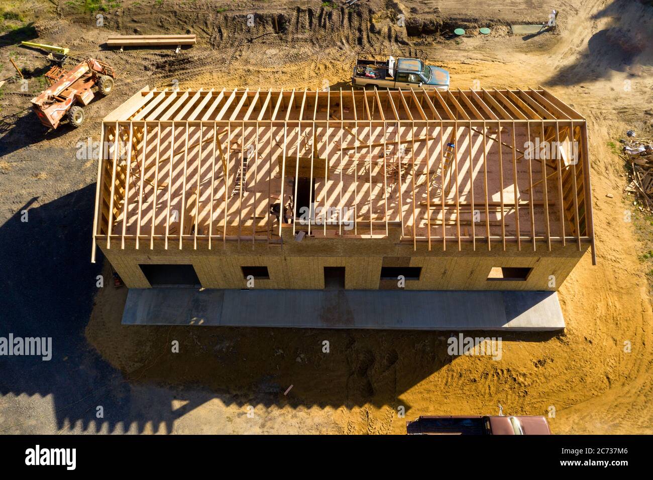 New construction home frame in a rural area Stock Photo - Alamy