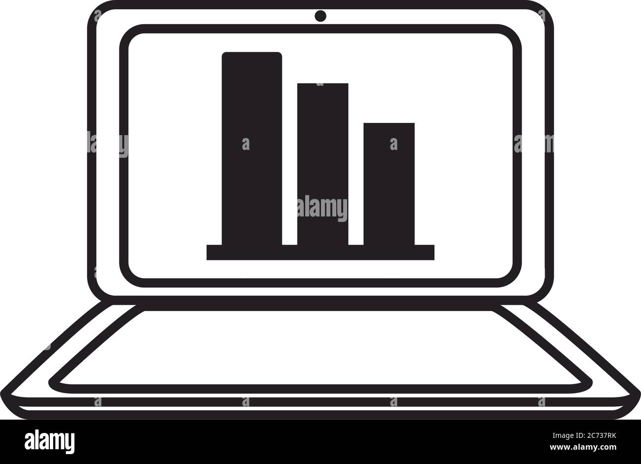 laptop statistics report economy office work linear style icon vector ...