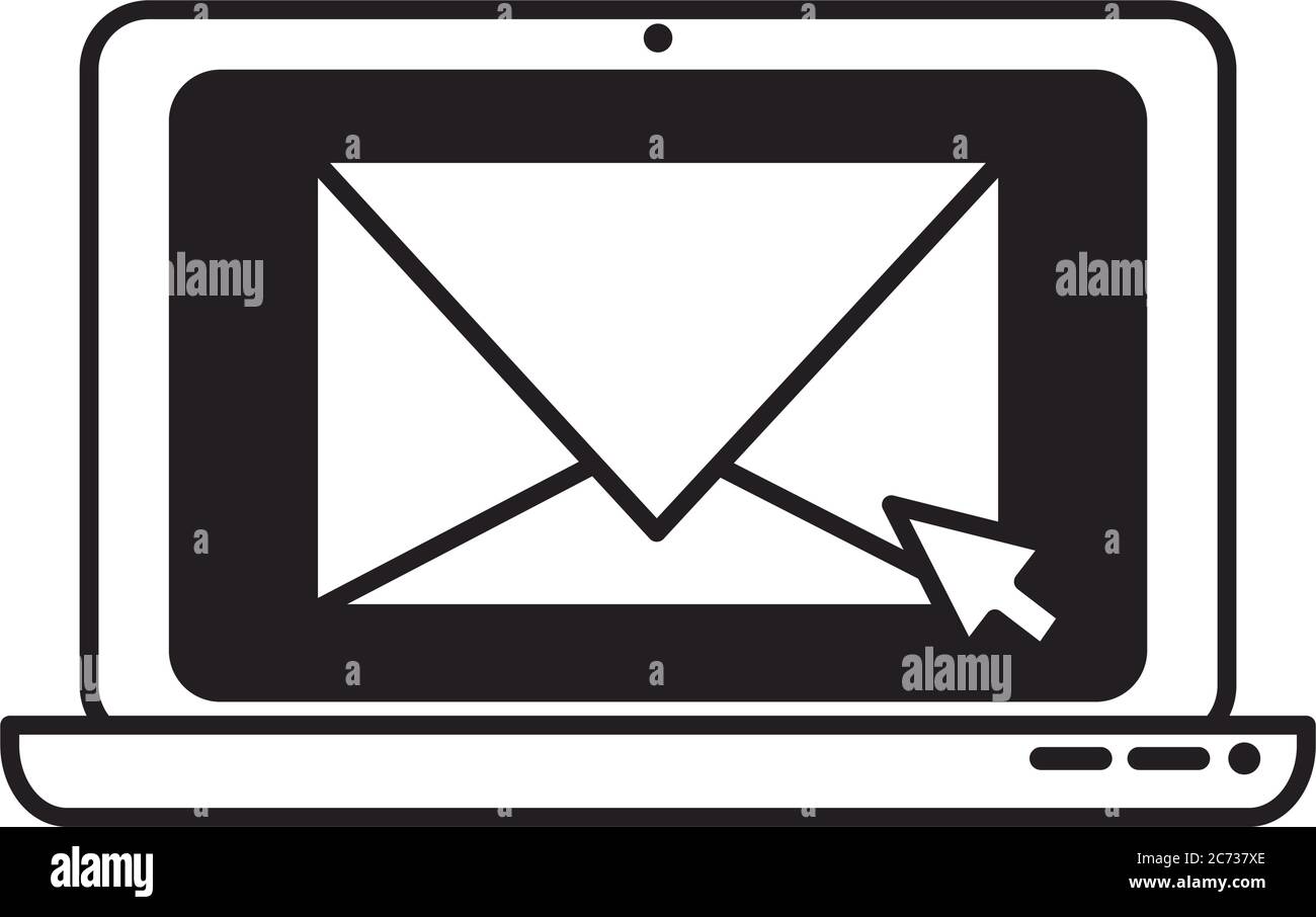 laptop email send office supply stationery work linear style icon ...