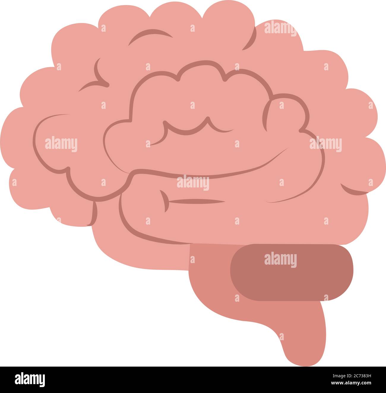 human brain organ think idea isolated flat style icon vector ...