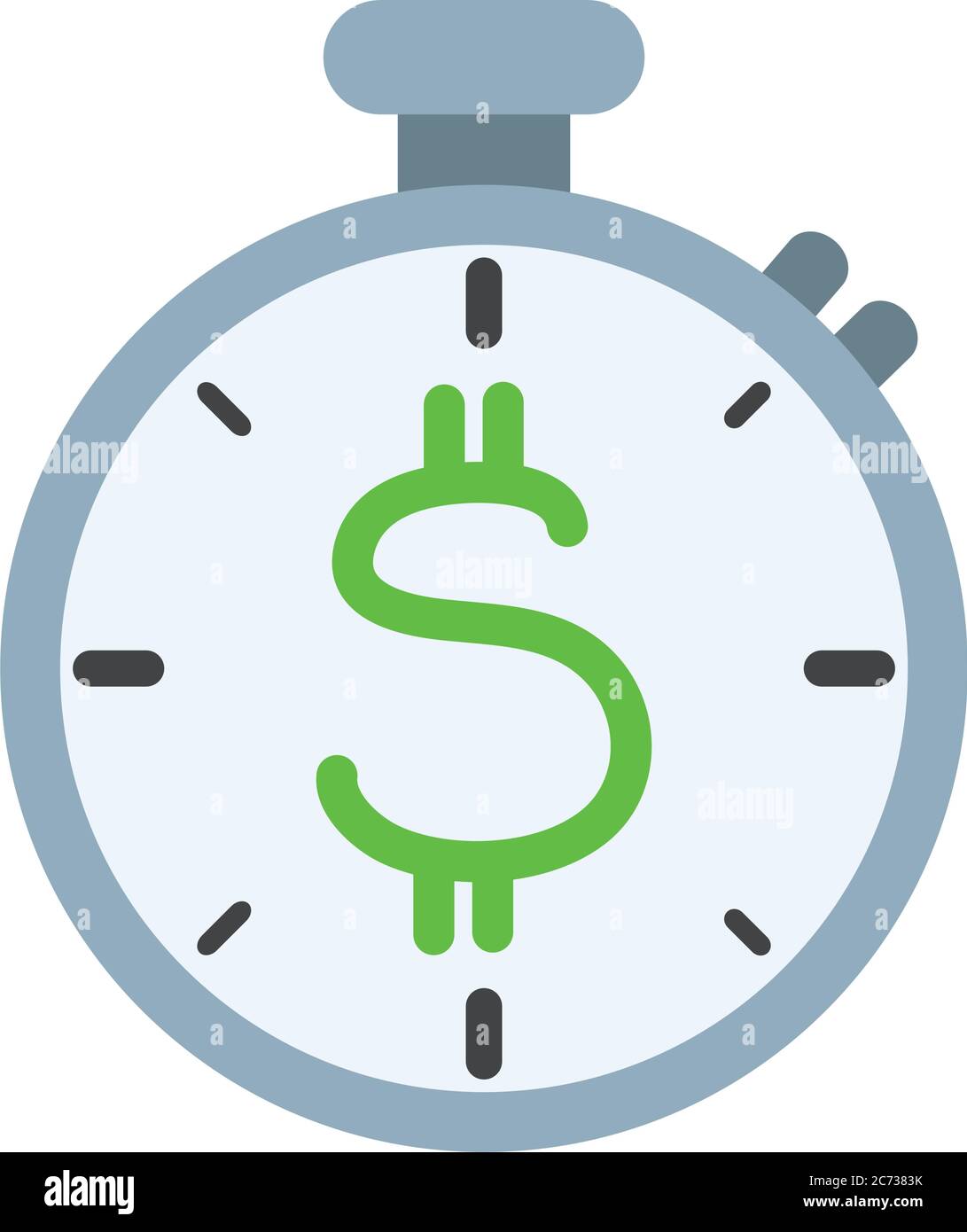 stopwatch money business office work flat style icon vector ...