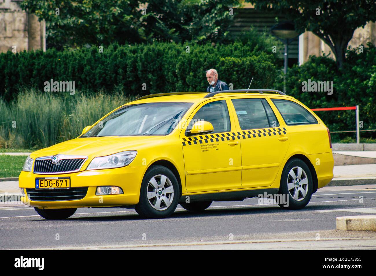 Budapest Hungary july 13, 2020 View of a traditional yellow Hungarian ...