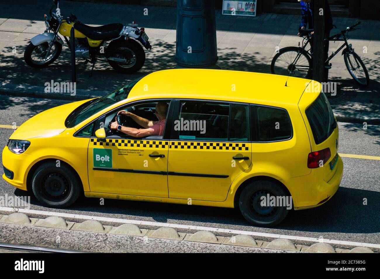 Budapest Hungary july 13, 2020 View of a traditional yellow Hungarian ...