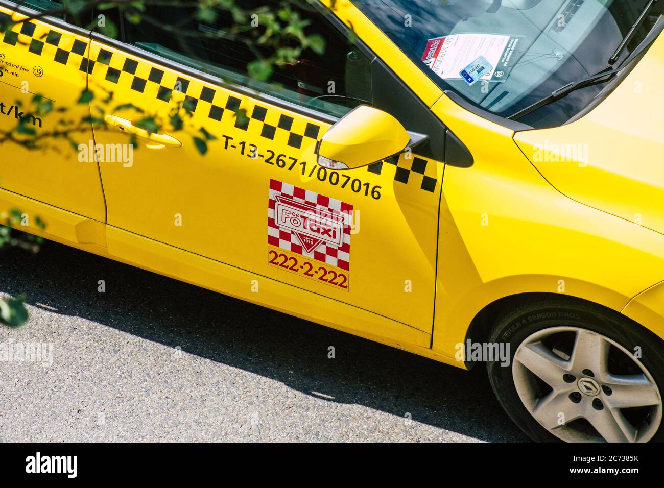 Budapest Hungary july 13, 2020 View of a traditional yellow Hungarian ...