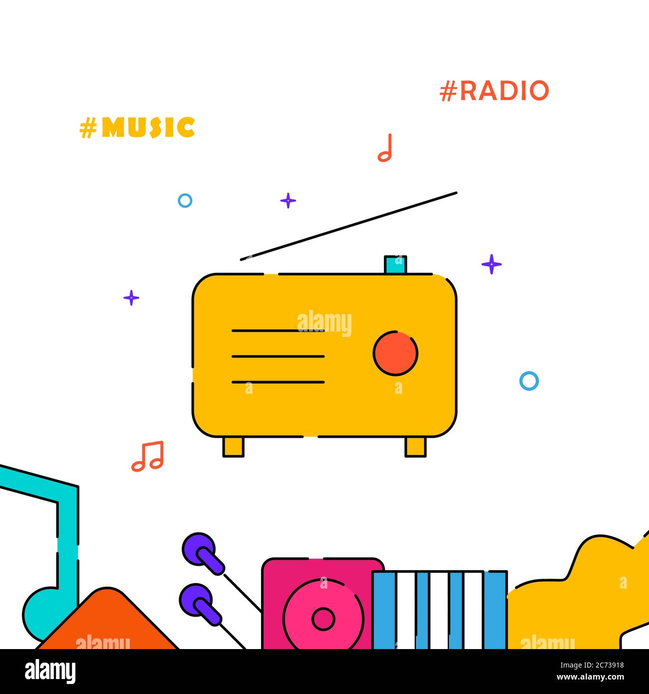 Radio, broadcasting filled line vector icon, simple illustration ...
