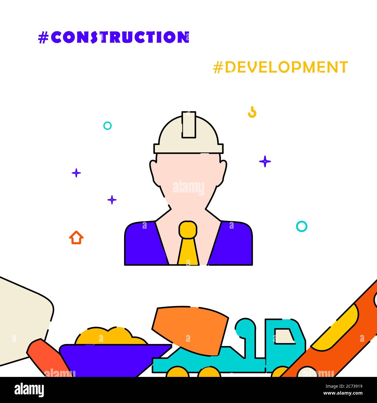 Civil engineer, developer in hard hat filled line vector icon, simple ...
