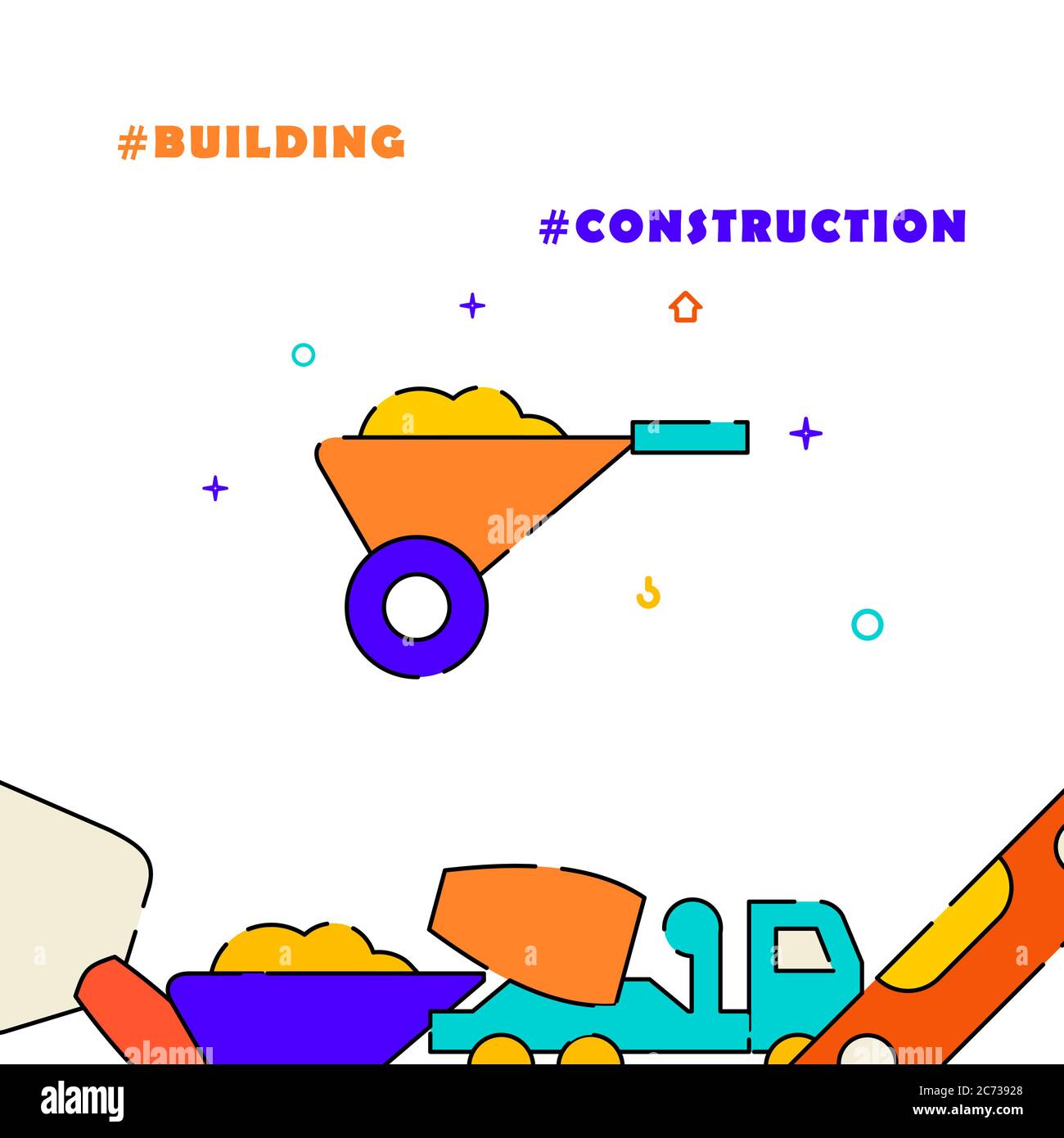 Wheelbarrow filled line vector icon, simple illustration, related ...