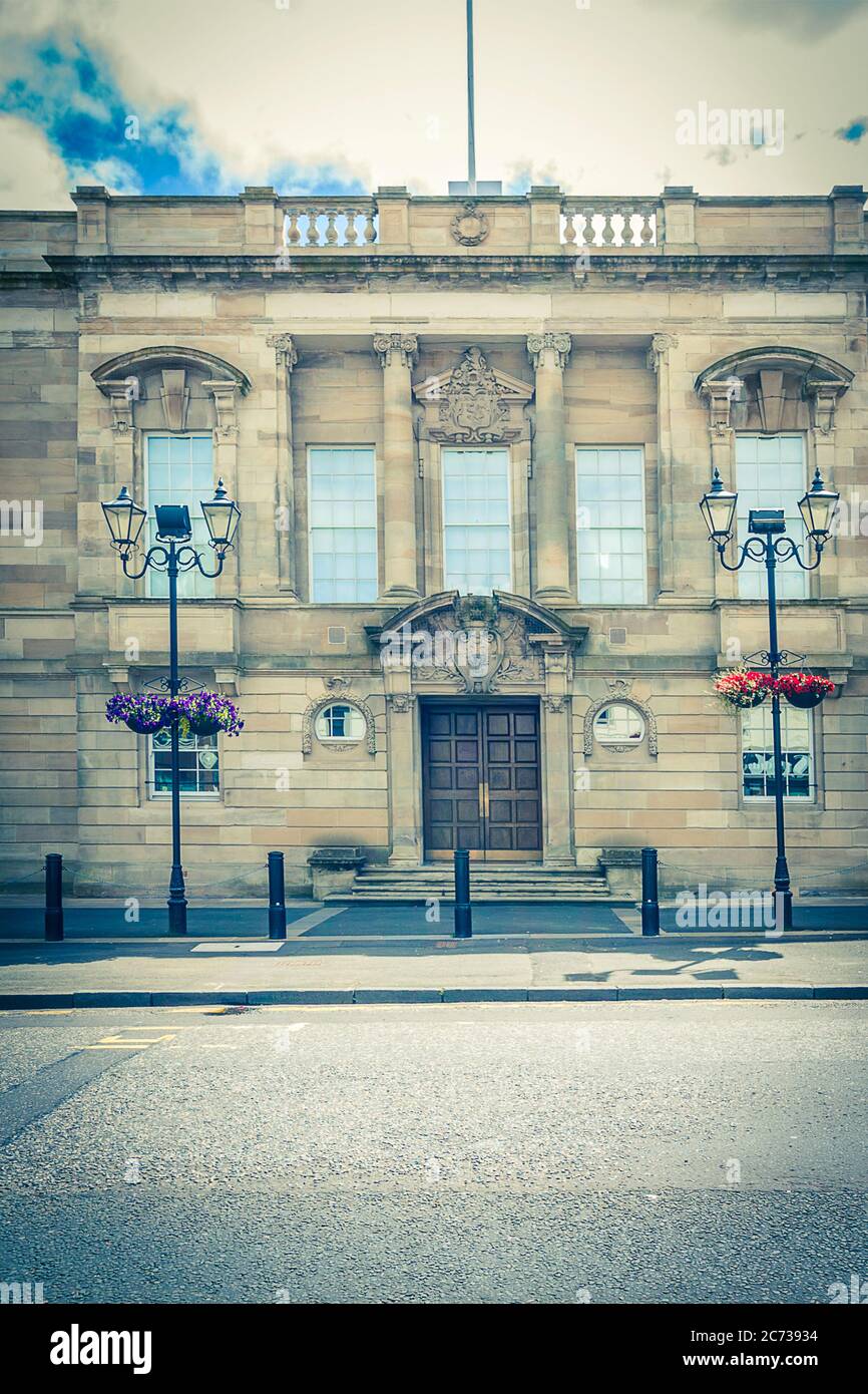 Airdrie Town Hall in the old historical building in Airdrie, Stirling ...