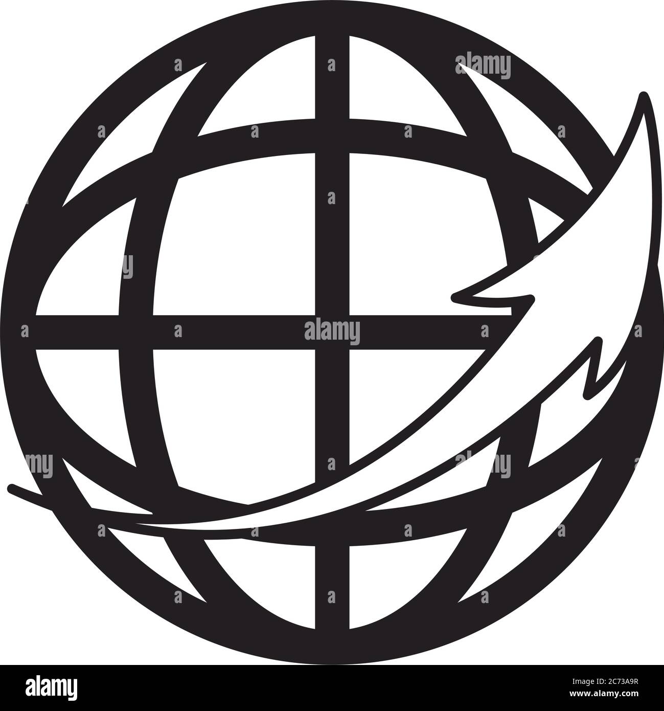 arrow around the world isolated linear style icon vector illustration ...