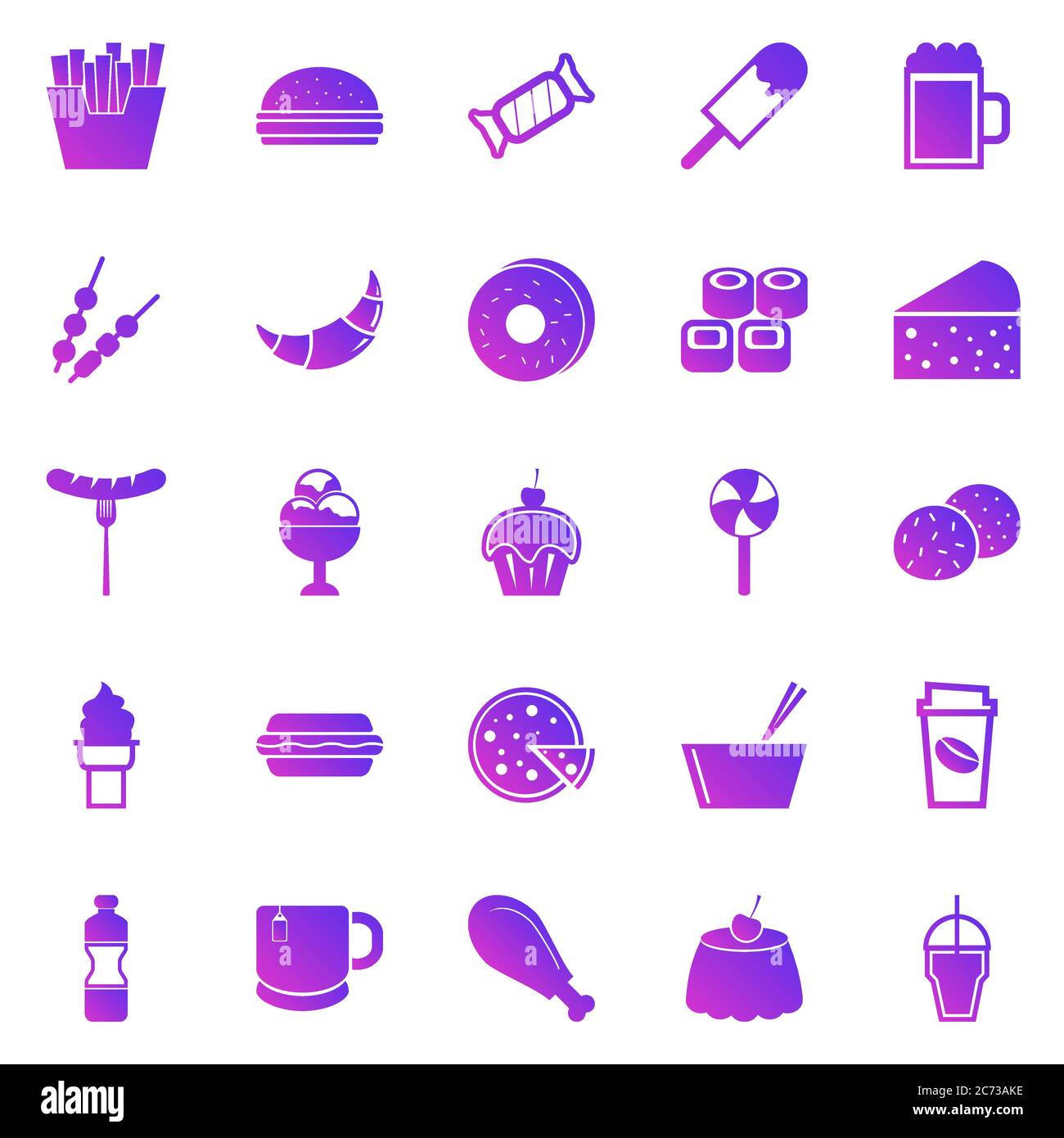Fast food gradient icons on white background, stock vector Stock Vector ...