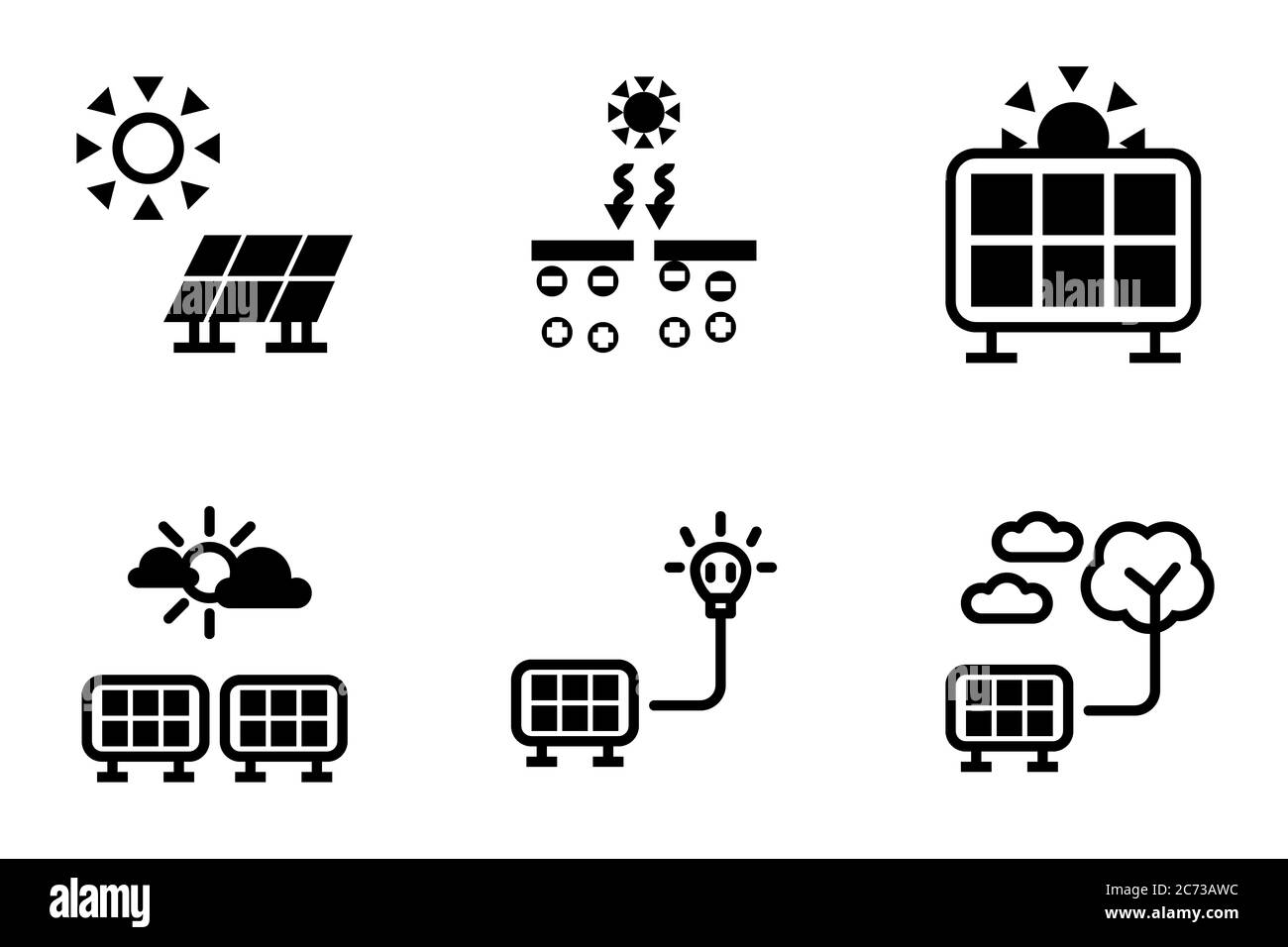 Renewable energy from sun light, solar cell application icon for save ...