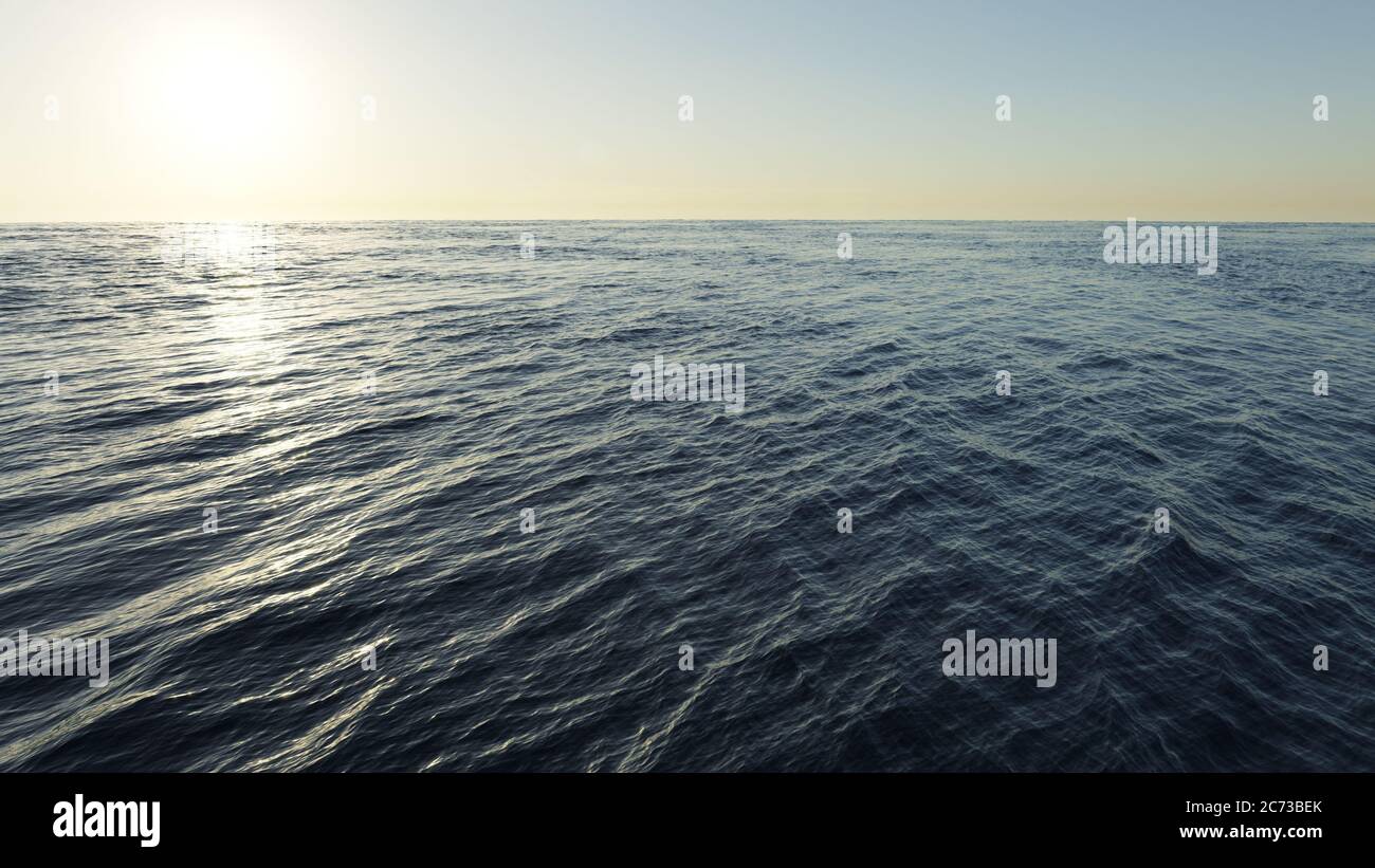 Blue ocean waves seascape background. 3D rendering image Stock Photo ...