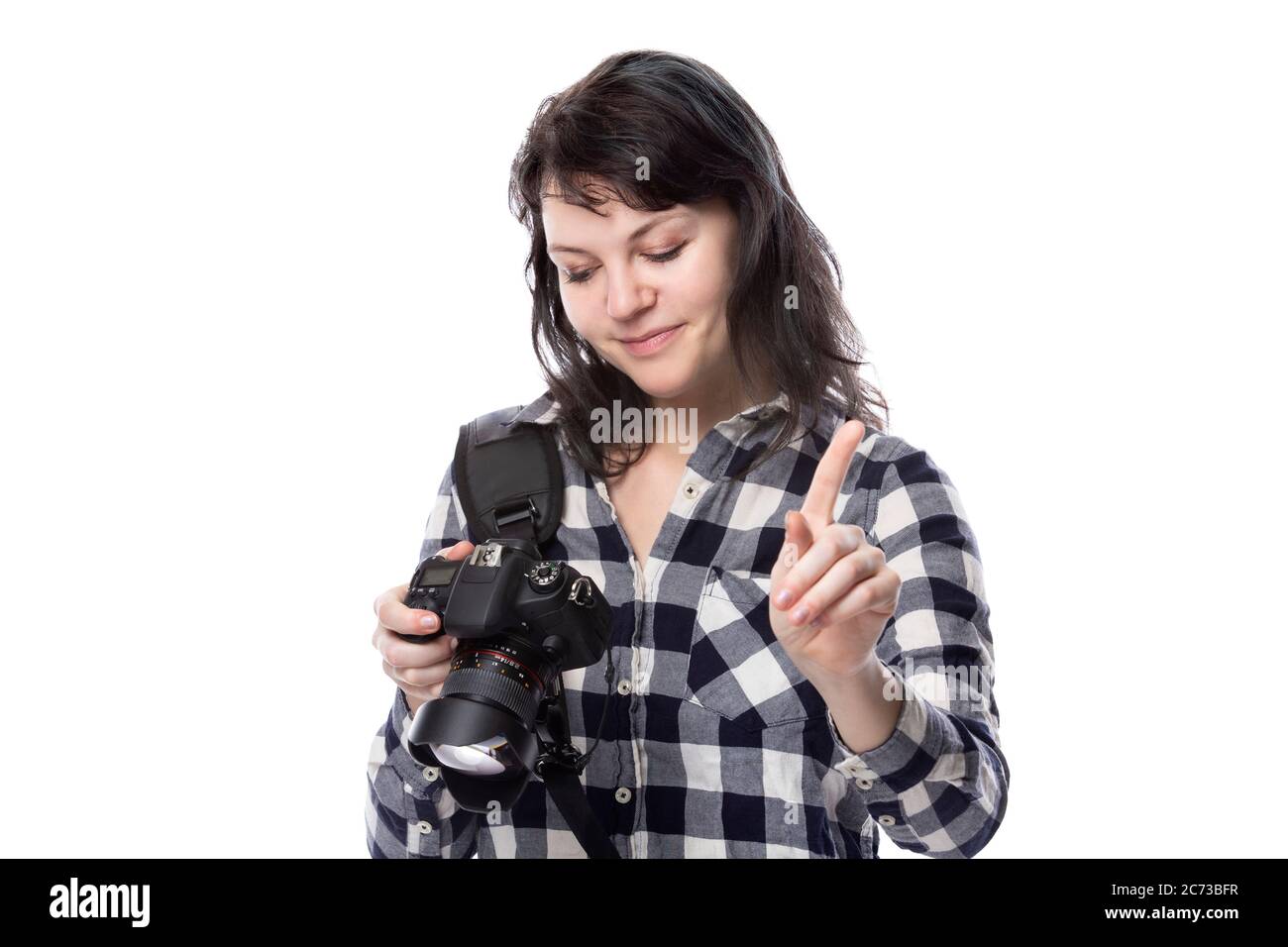 Young female freelance professional photographer or art student or ...